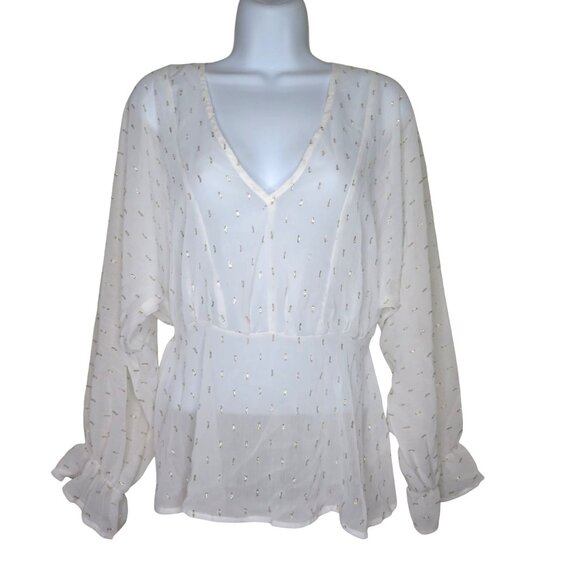 Nasty Gal | Tops | Nasty Gal Spark In The Dark Metallic White Blouse ...